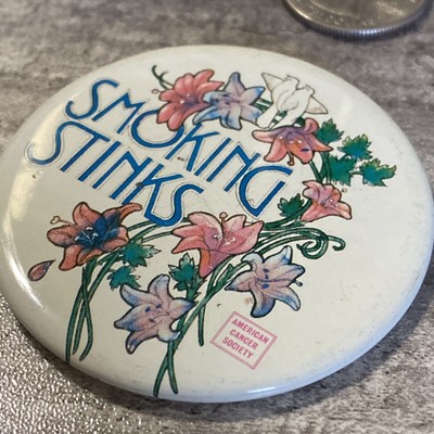 American Cancer Society "Smoking Stinks" Button Pin Pinback Anti ...