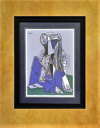 Pablo Picasso “The Thinker” Framed & Double-Mat Lithograph COA ...