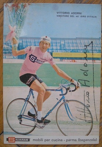 ADORNI CARTOLINA SALVARANI CICLISMO AUTOGRAFO MAGLIA ROSA GIRO D'ITALIA ...