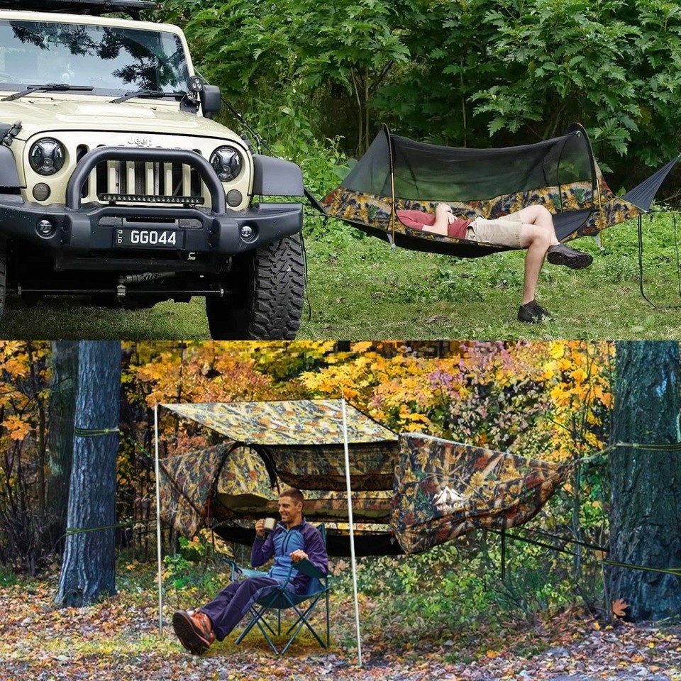1 Person Flat Lay Hammock Tent with Mosquito Net Rainfly For Hiking ...