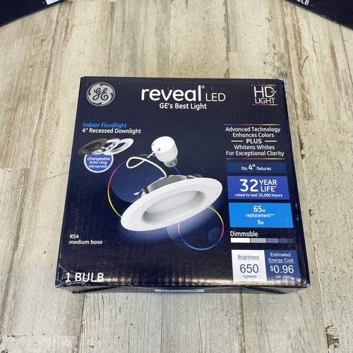 GE Reveal White 4" Recessed Downlight Flood 650 Lumen Dimmable LED Lot ...