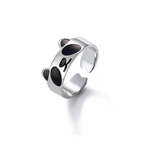Cute Wrap Ring Adjustable Panda Shaped Open Ring Jewelry Gift for Women ...