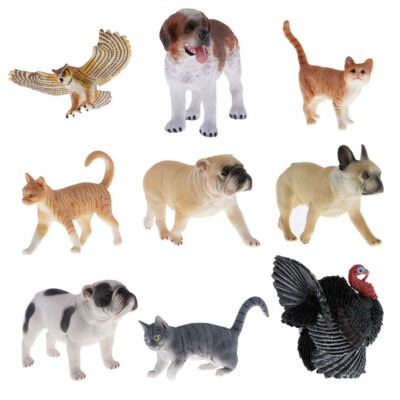 Simulation Mini Pets Figure Model Toy Cat Dog Figurines Playset Kids ...