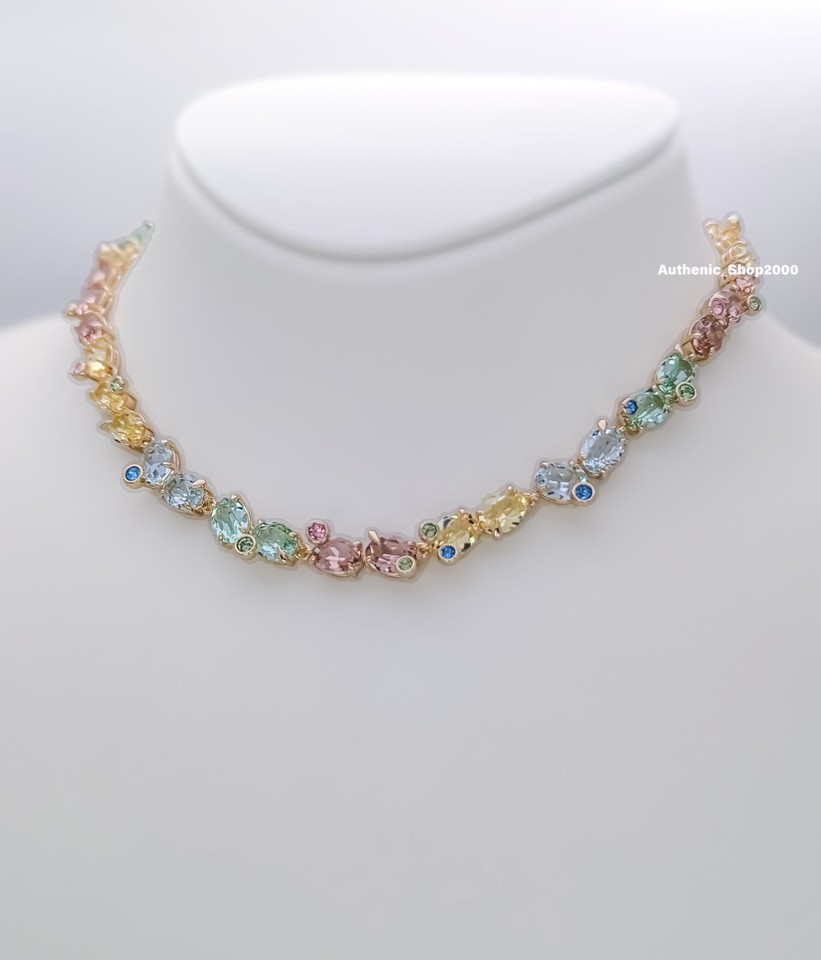 NEW 100% Authentic SWAROVSKI Multicolor Crystals Gema Tennis Necklace ...