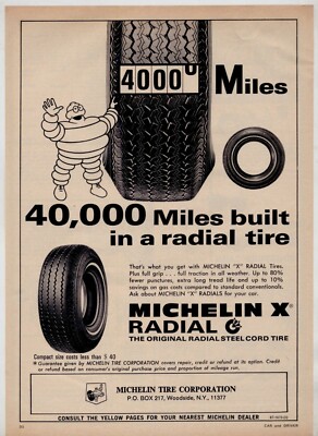 VINTAGE 1967 MICHELIN X RADIAL TIRE MAGAZINE AD, READY TO HANG/FRAME ...
