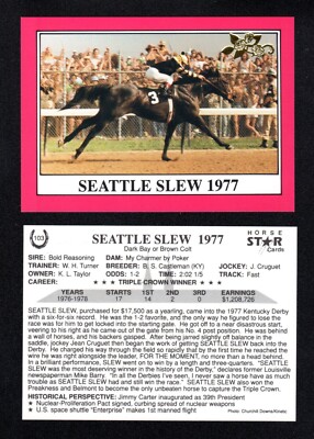 Seattle Slew 1977 Kentucky Derby Winner 1990 Horse Star Cards Gold Foil ...