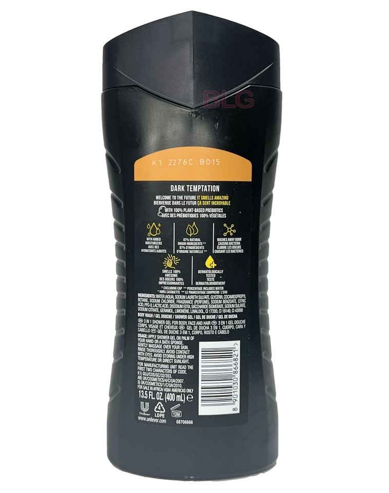 Axe DARK TEMPTATION Body Wash Dark Chocolate Scent 13.5oz Shower Gel ...