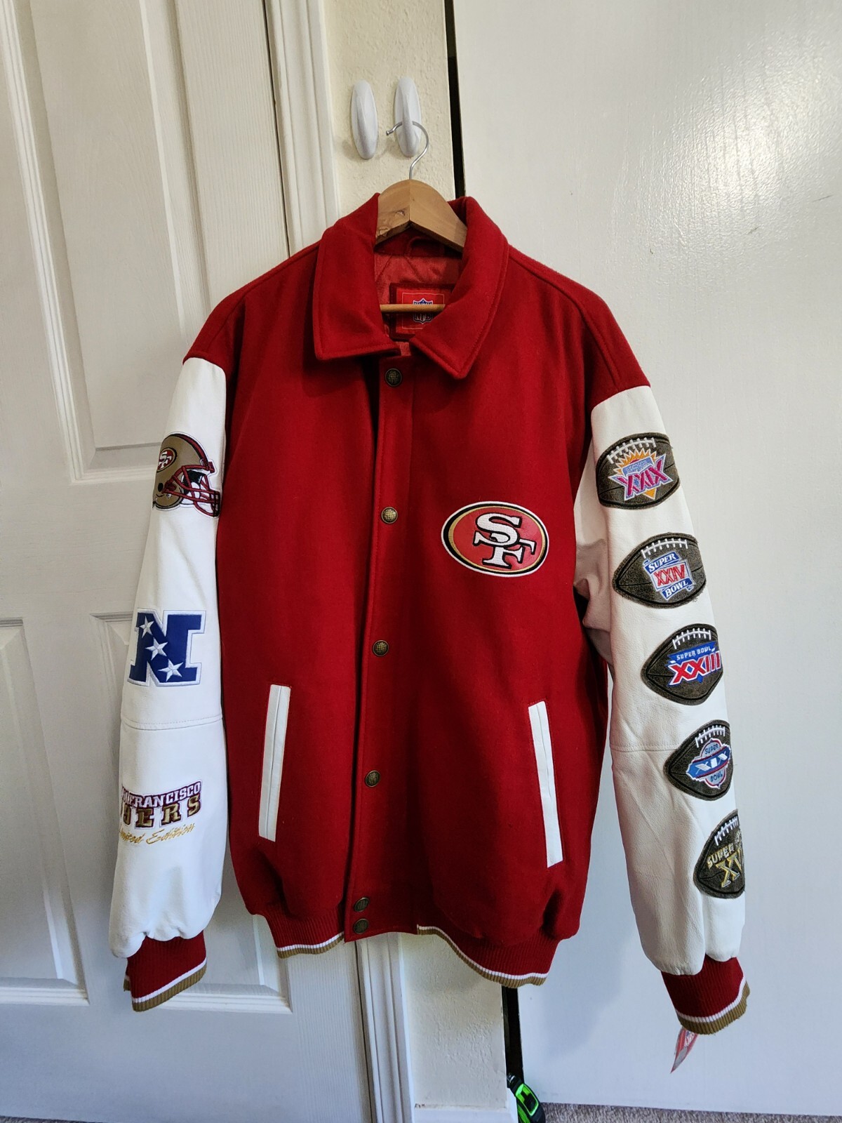 San Francisco 49ers 5 -Time Super Bowl Champions Wool & Leather Jacket ...