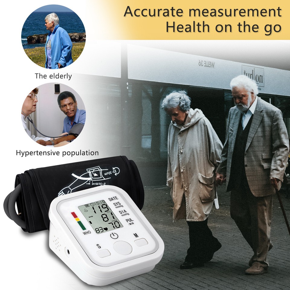 Blood Pressure Monitor Automatic Arm Digital BP Cuff Pulse Heart Rate ...