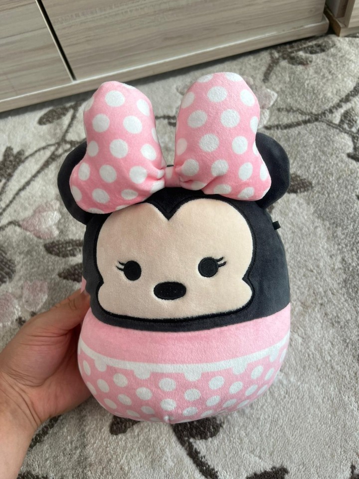 Disney Minnie Mouse Plush Pillow Soft Squish Toy Pink Polka Dot Bow ...
