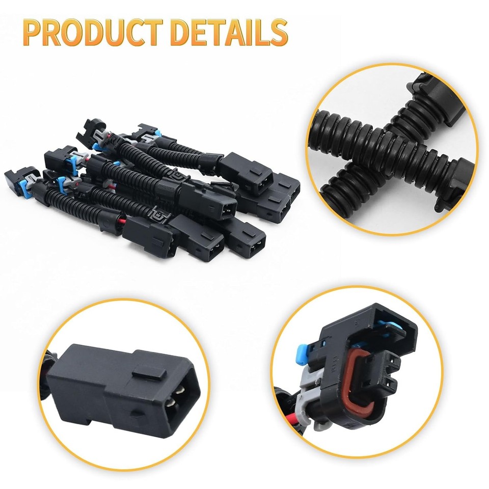 8pcs EV1 Injector Harness Pigtail Adapter for LS1 LS6 LQ4 LQ9 4.8 5.3 6 ...