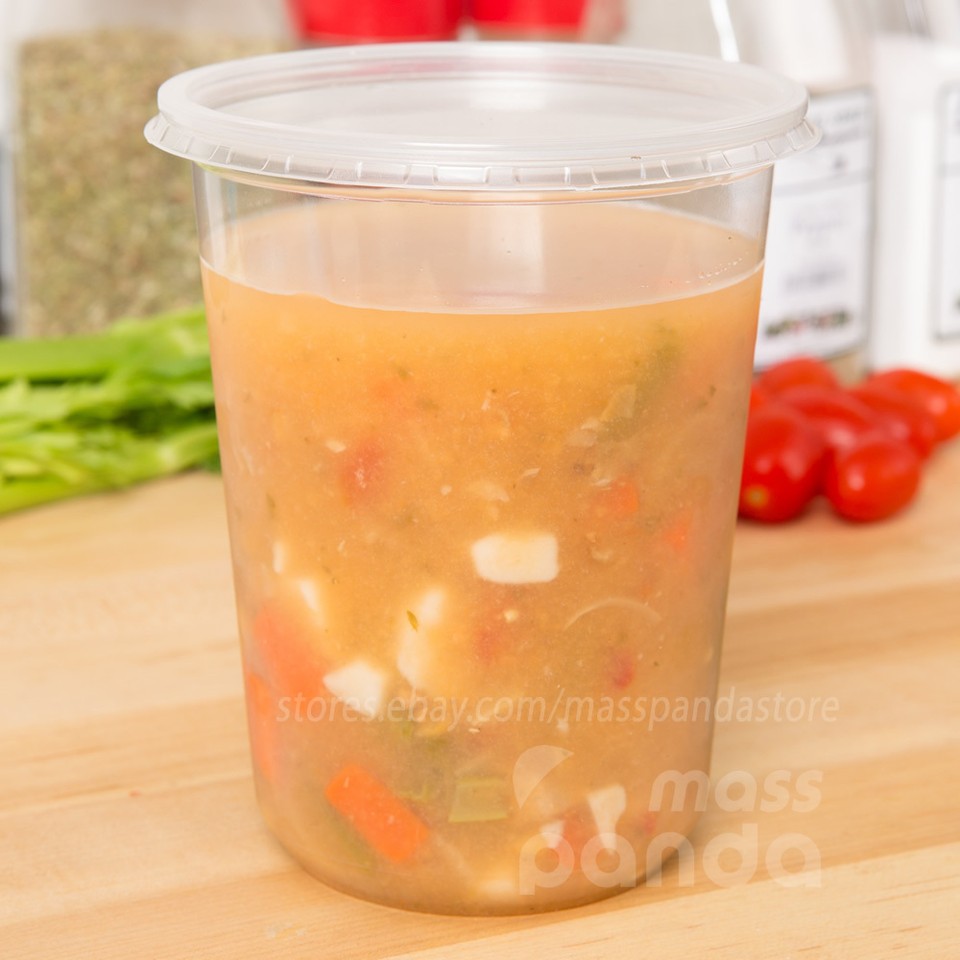 32 oz Round Deli Food/Soup Storage Containers w/ Lids Microwavable ...