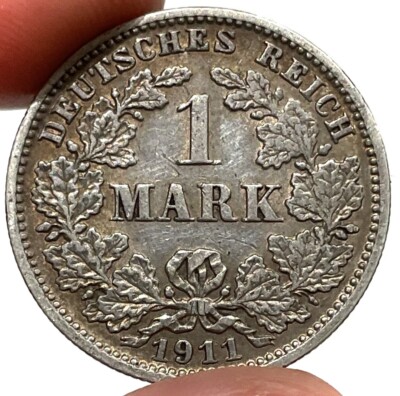 1911 J Silver 1 Mark Germany 🇩🇪 Kaiser Wilhelm Coin Hamburg Mint Better ...