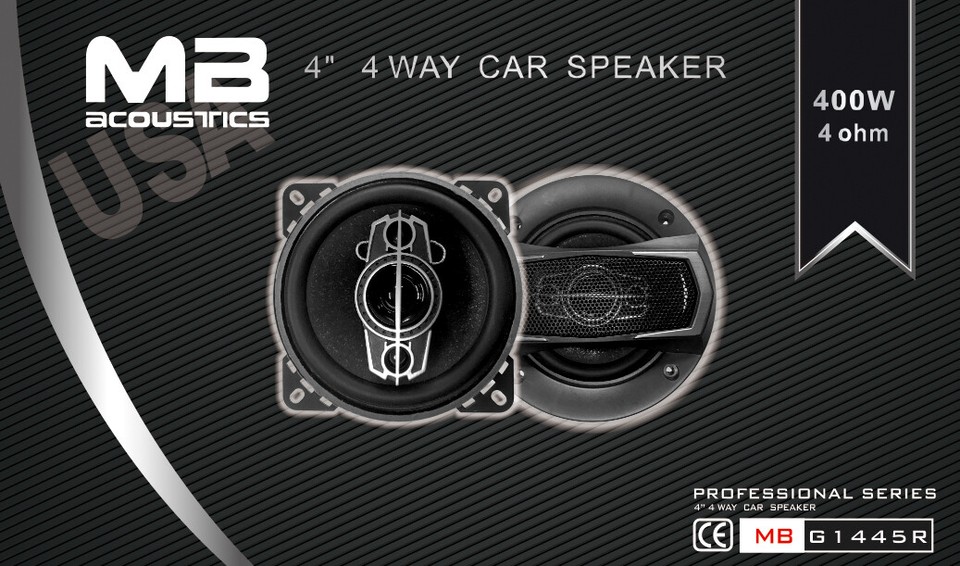 Pair MB ACOUSTICS 4" Inch Car Audio 4-Way Speakers 400 Watts Max | eBay
