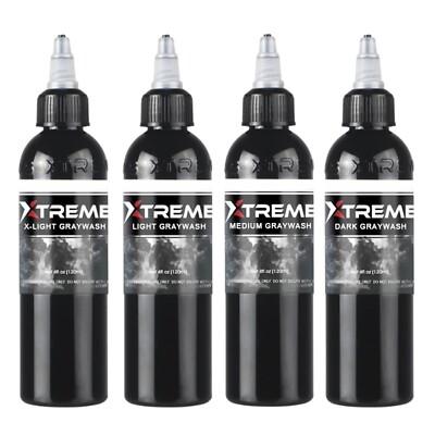 Xtreme Ink GRAYWASH 4-Pack Shade Set 4-oz Tattoo Shading Ink Pigment Made in USA | eBay