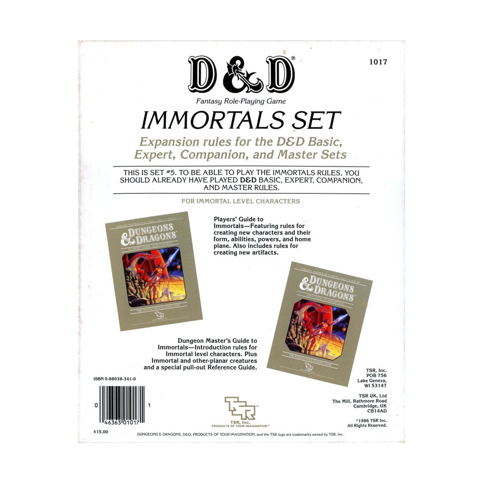 TSR Basic D&D Immortals Rules Set Fair | eBay