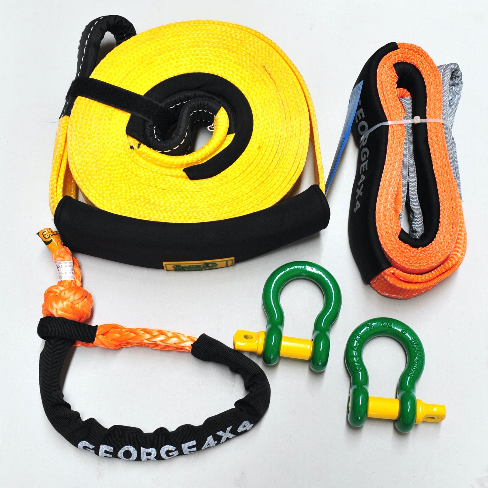 Recovery Combo Snatch Strap 11T + Soft shackle +2x Green D shackle+Tree ...