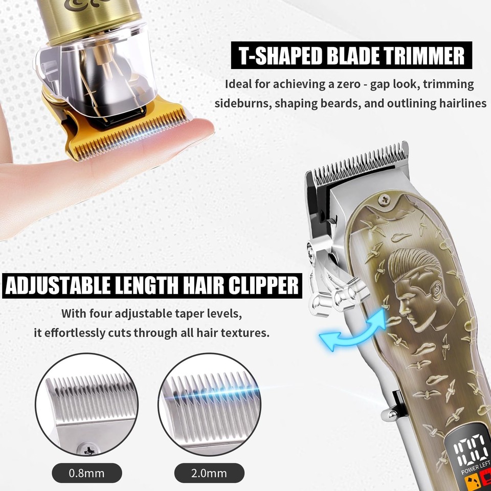Professional Hair Clipper Set Men's Cordless Hair Clipper T-Shaped ...