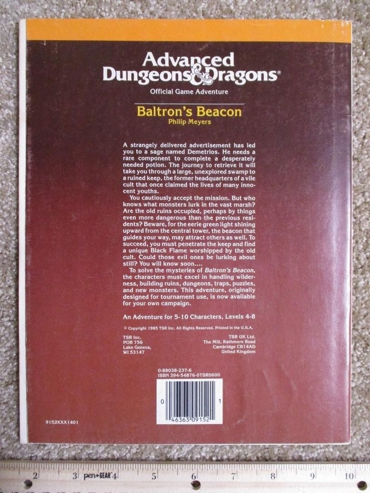 TSR AD&D I7 Baltron's Beacon Adventure 1985 | eBay
