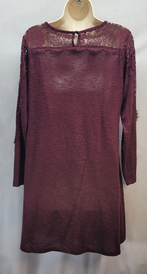 Maurices Long Sleeve Lace Illusion Shift Dress Women's Size Medium NWT ...