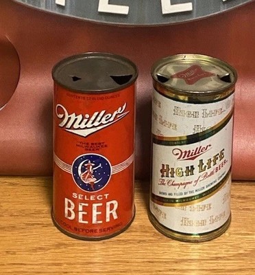 Miller flat top beer can Lot Red Miller Select OI And White Can W ...