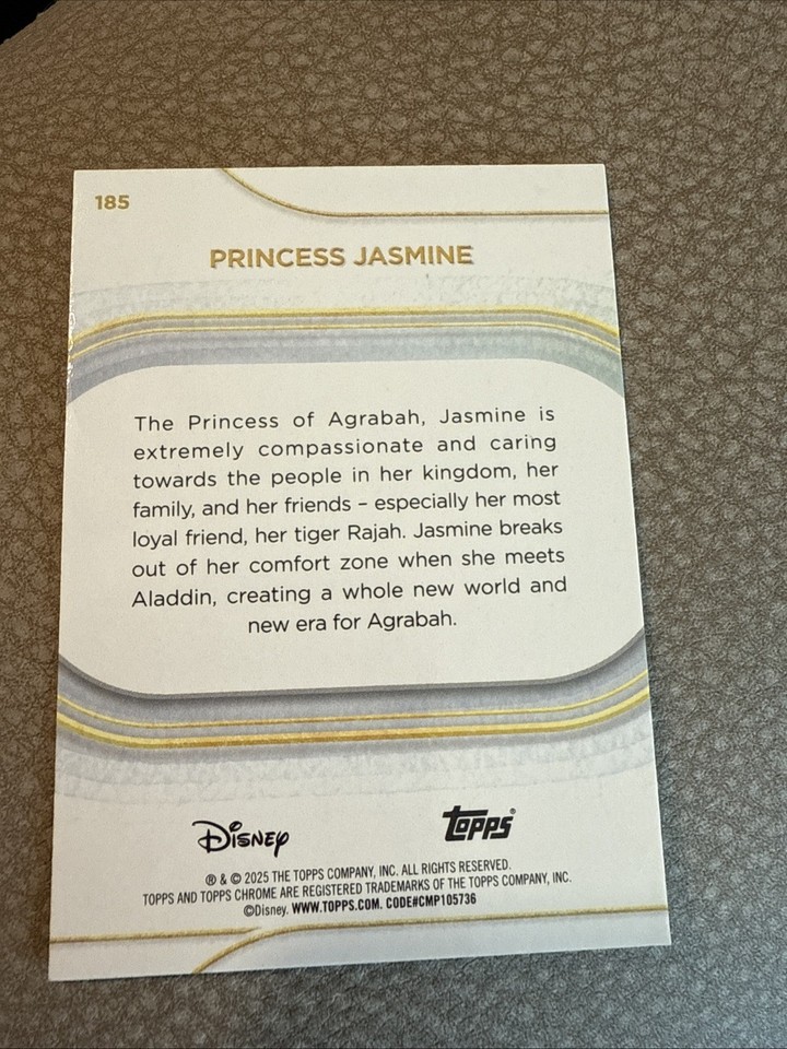 2025 Topps Chrome Disney Princess Jasmine Base #185 Aladdin | eBay
