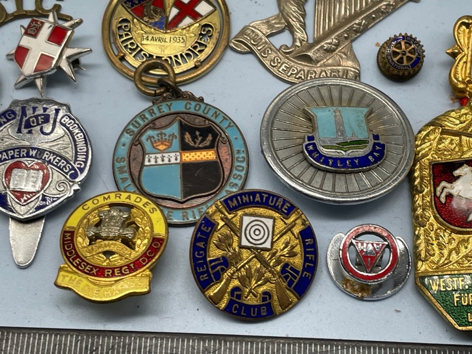Large Group of Vintage Army Badges, Medals, Medallions, Compass, Pin ...