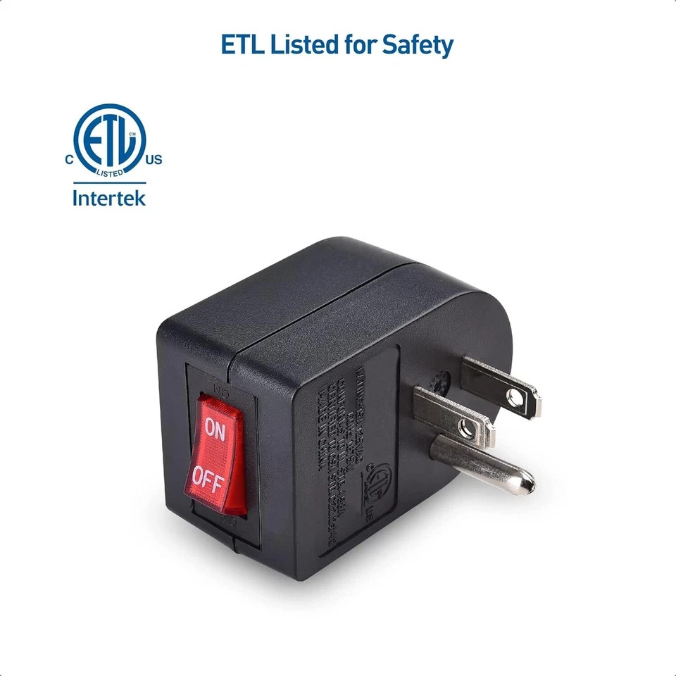 3 Pack Grounded Outlet With ON Off Switch Single Plug In Power Button ...