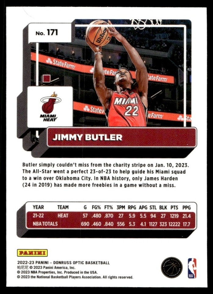 Jimmy Butler 2022-23 Donruss Optic Card #171 Miami Heat | eBay