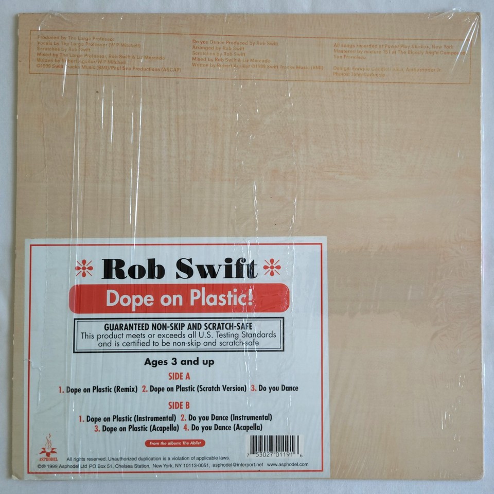 1999 - ROB SWIFT - DOPE ON PLASTIC - ASPHODEL RECORDS ORIGINAL PRESS IN ...