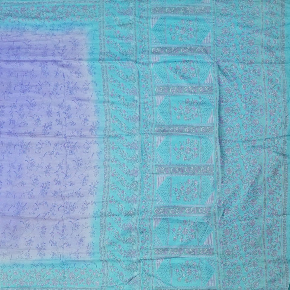 Vintage Blue Sarees 100% Pure Silk Printed Indian Sari 6YD Soft Craft ...