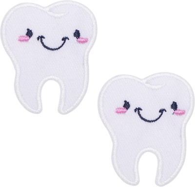 2 pc Cute Tooth Iron On Patches for Clothing Embroidered Applique Patch ...