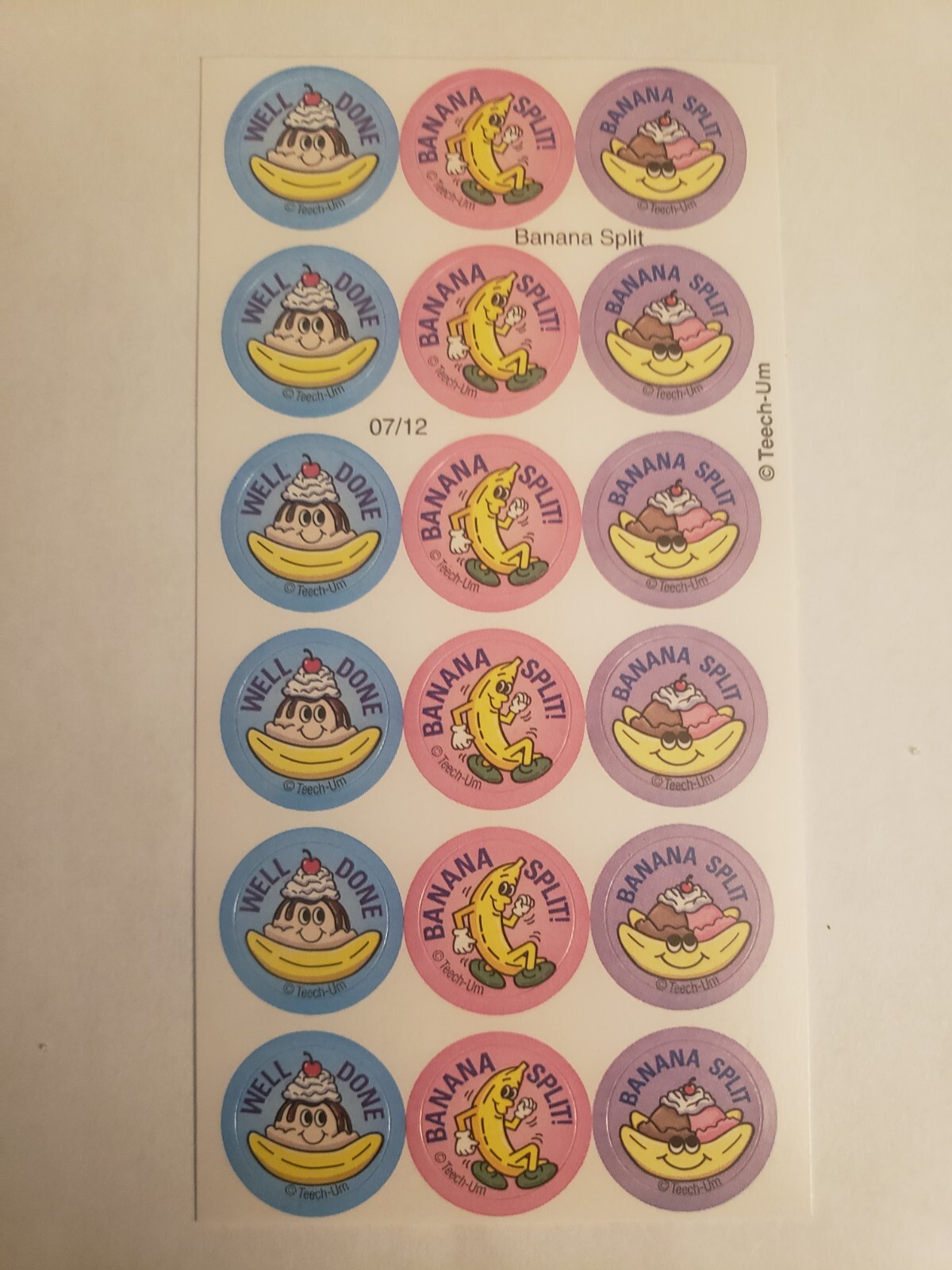 Vintage Teech-Um Stickers - Banana Split Scratch and Sniff - Full Sheet ...