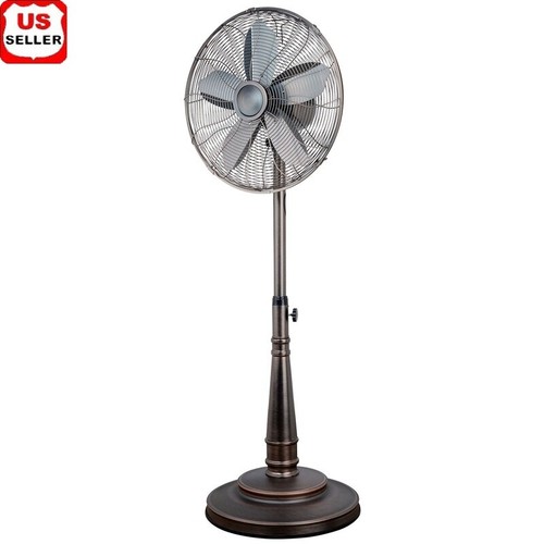 Adjustable Height Retro Pedestal Fan 16 " 3 Speed Oscillating Metal ...