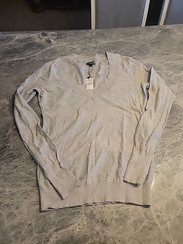 NWT Womens Vneck Light Sparkly Gray Sweater by EXPRESS LARGE | eBay