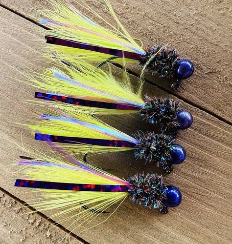 (12) Hand Tied Crappie Jigs Custom Made In June Bug With A #4 Mustad ...