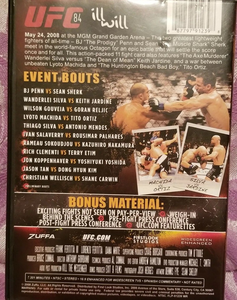 UFC 84: III Will Ultimate 2 Disc Edition UFC / MMA BJ PENN/ TITO ORTIZ ...