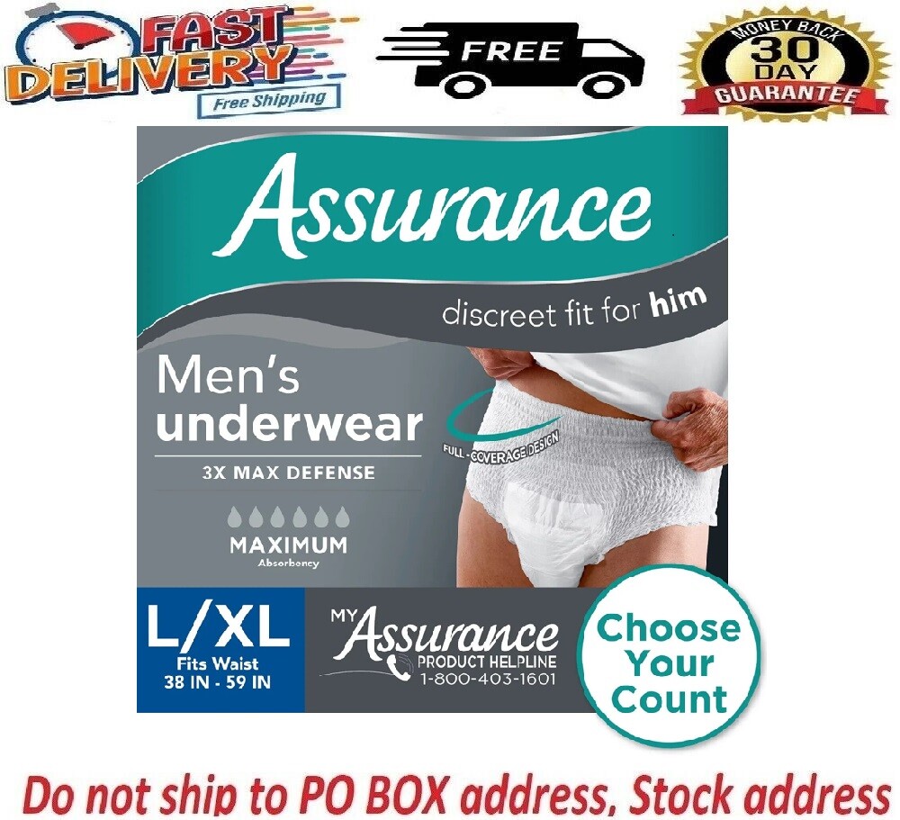 Assurance Men's Incontinence Underwear, L/XL, Maximum Absorbency | eBay