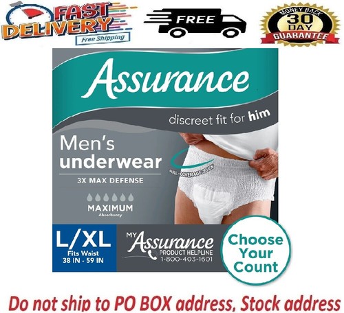 Assurance Men's Incontinence Underwear, L/XL, Maximum Absorbency | eBay