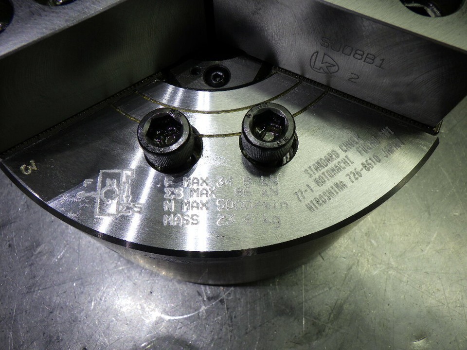 Kitagawa 210mm 3 Jaw Hydraulic Power Lathe Chuck W/ Jaws 52mm Hole B ...