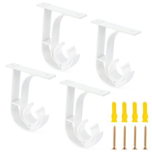 Curtain Rod Ceiling Mount Bracket Heavy Duty Up to 1-1/4 Inch White 4 ...