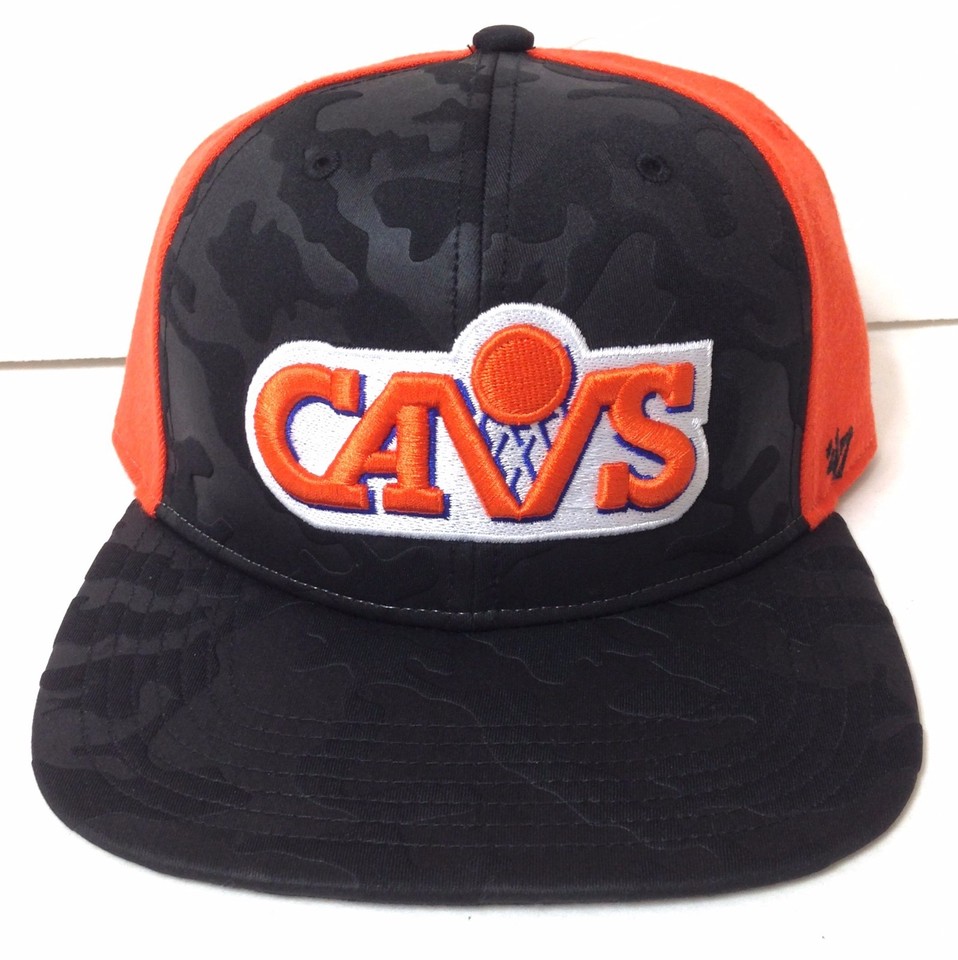 new FITTED CLEVELAND CAVS HAT Orange&BLACK CAMOUFLAGE TEXTURE Men/Women ...