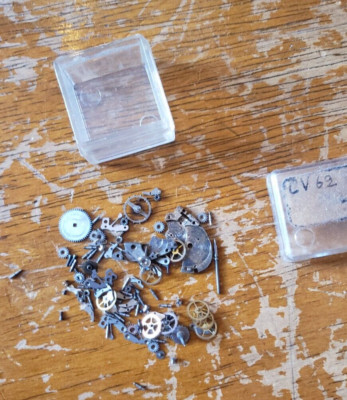 RARE Vintage Old 1970s 60's Watch Parts LOT Gears Wheel Bar screws ...