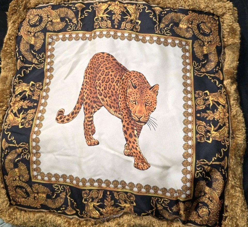 Versace Pillow Talk Black Leopard Print Appliqué Cotton Sweatshirt Mens ...