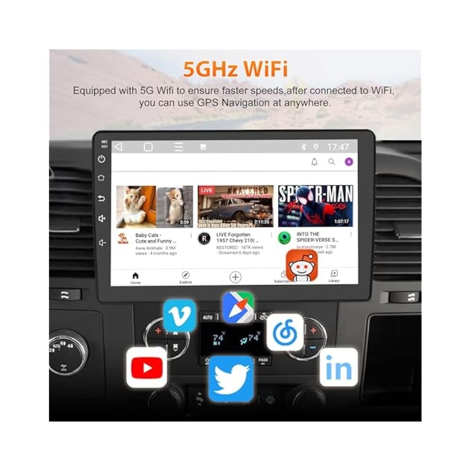 For GPS Navigation Car Radio with 10''Touch Screen, Backup Camera ...