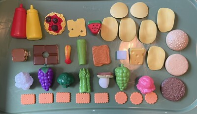 27 Piece Lot Plastic Pretend Play Food Vegetables Ketchup Mustard Chips ...