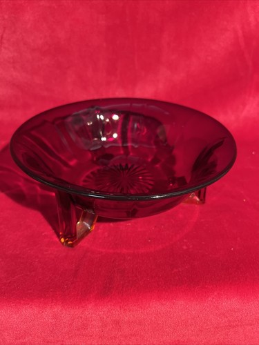 7" 3-Toed Footed Bowl Molly Ruby Imperial Glass Ohio (I7) | eBay