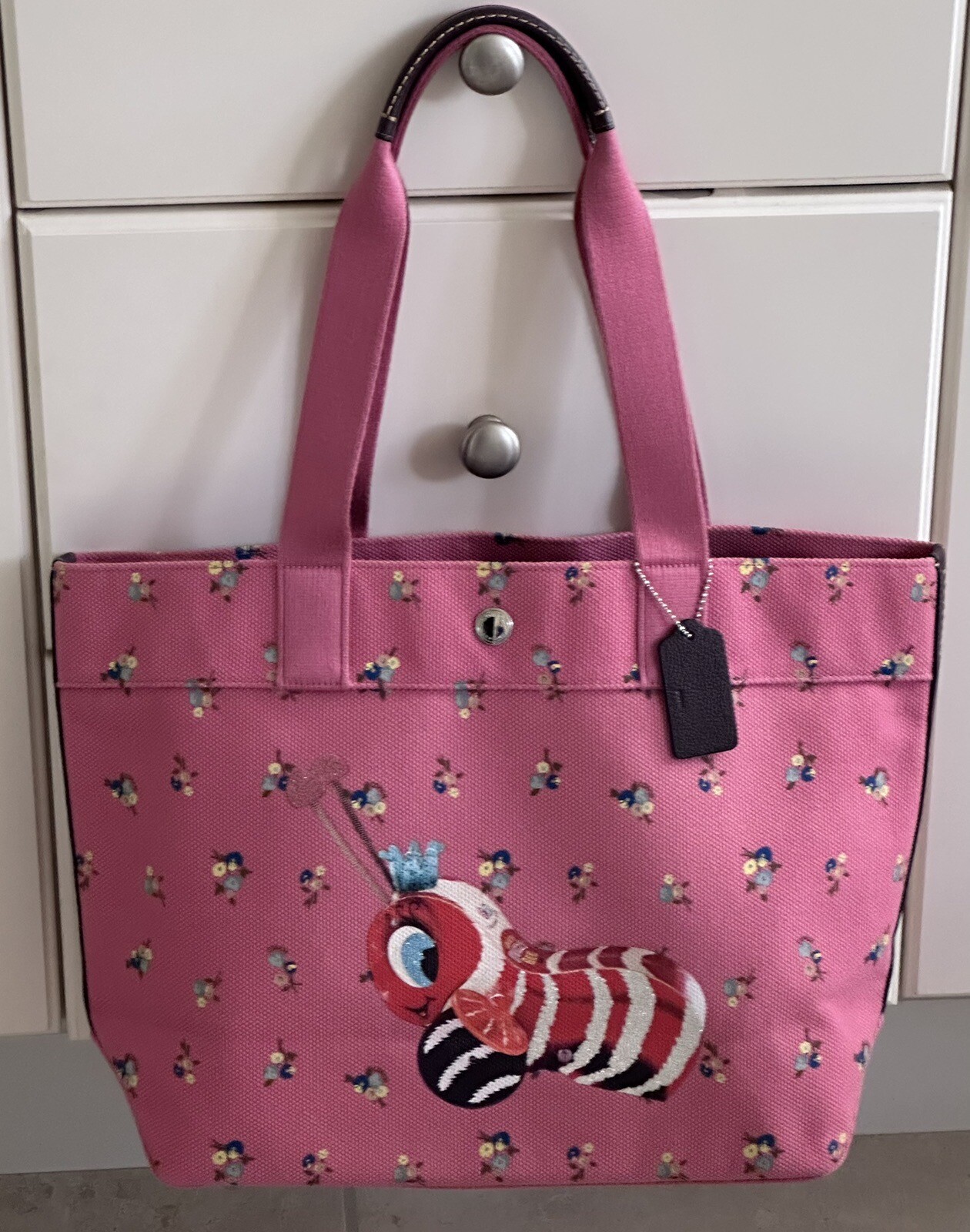 Coach F32208 Buzzy Bee Pink Floral Handbag Tote Bag Canvas Leather ...