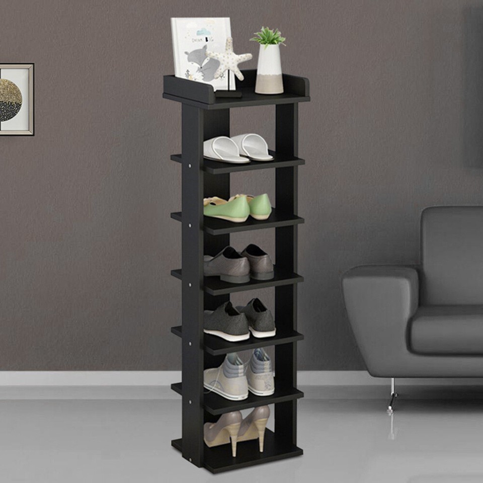 7 Tier Wooden Shoe Rack Storage Shelf Display Stand Organiser Unit ...