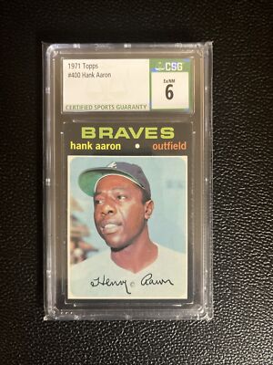 1971 Topps #400 Hank Aaron CSG 6 Graded Atlanta Braves Baseball Card ...